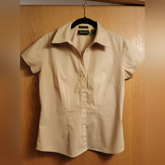 New York & Company | Tops | Nyc Beige Buttonup Blouse | Poshmark